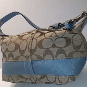 Coach | Bags | Like Newcoach Blue Signature Stripe Top Handle | Poshmark